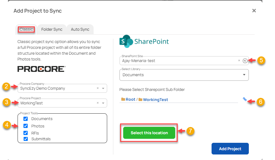 How to add a project to sync?